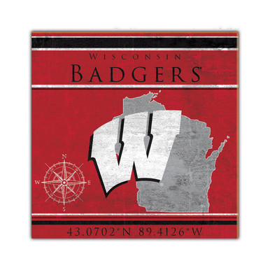 Wisconsin Badgers Coordinates 10" x 10" Sign - Sports Unlimited
