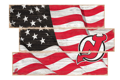 New Jersey Devils Flag 3 Plank Sign - Sports Unlimited