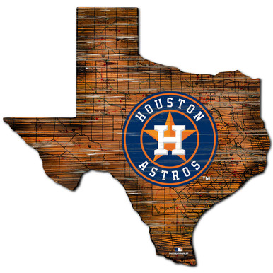 Houston Astros Distressed State with Logo Sign - Sports Unlimited