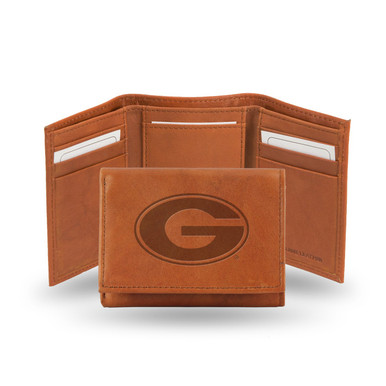Georgia Bulldogs Brown Embossed Genuine Leather Tri-Fold Wallet ...