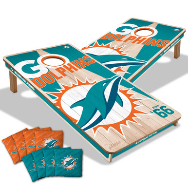 Miami Dolphins 2' x 4' All-Wood Cornhole Set - Sports Unlimited