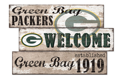 Green Bay Packers Welcome 3 Plank Sign - Sports Unlimited