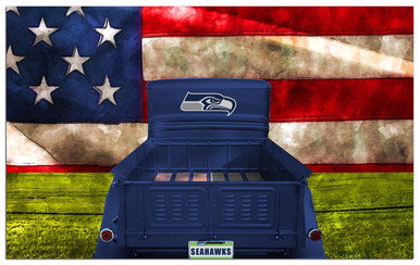 Seattle Seahawks Patriotic Retro Truck 11" x 19" Sign - Sports Unlimited