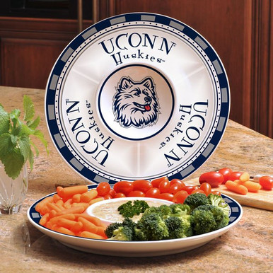 Connecticut Huskies Ceramic Chip and Dip Serving Dish - Sports Unlimited