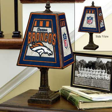 Denver Broncos NFL Hand-Painted Art Glass Table Lamp - Sports Unlimited