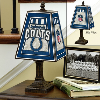 Indianapolis Colts NFL Hand-Painted Art Glass Table Lamp - Sports Unlimited