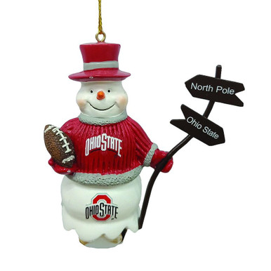 Ohio State Buckeyes Snowman Sign Bell Ornament - Sports Unlimited