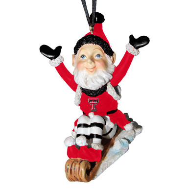 Texas Tech Red Raiders Elf On Sled Ornament - Sports Unlimited