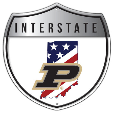 Purdue Boilermakers 12" Patriotic Interstate Metal Sign - Sports Unlimited