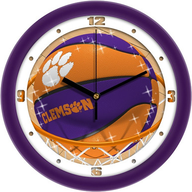 Clemson Tigers Slam Dunk Wall Clock - Sports Unlimited