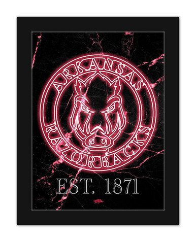 Arkansas Razorbacks 12" x 16" Neon Circle Logo Framed Wall Art - Sports ...
