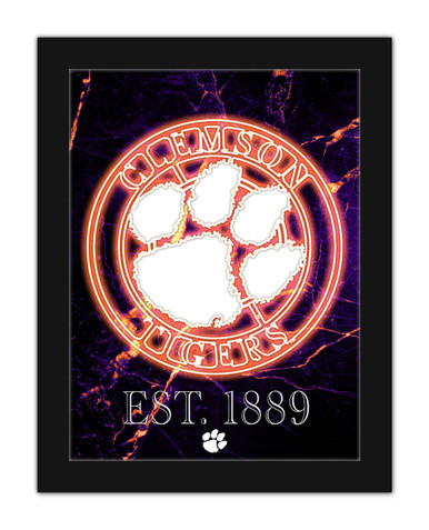 Clemson Tigers 12" x 16" Neon Circle Logo Framed Wall Art - Sports ...