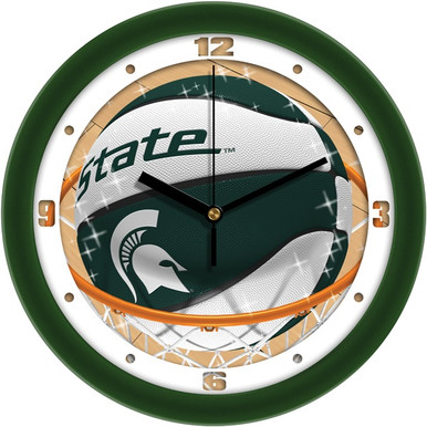 Michigan State Spartans Slam Dunk Wall Clock - Sports Unlimited