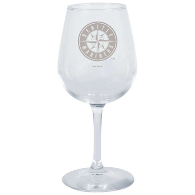 Seattle Mariners 12.75 oz. Etched Stemmed Wine Glass - Sports Unlimited