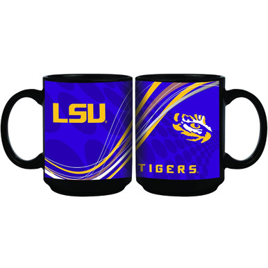 LSU Tigers 15 oz. Black Dynamic Mug - Sports Unlimited