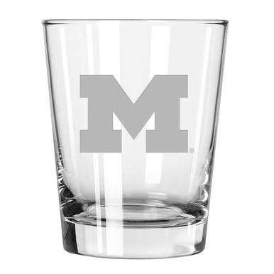 Michigan Wolverines 15 oz. Etched Double Old Fashioned Glass - Sports ...