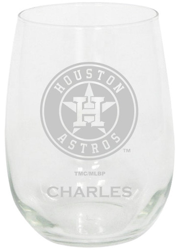 Houston Astros Personalized 15 oz. Etched Stemless Wine Glass - Sports ...