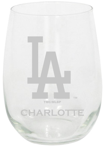Los Angeles Dodgers Personalized 15 oz. Etched Stemless Wine Glass ...