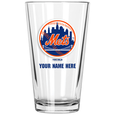 New York Mets Personalized 16 oz. Pint Glass - Sports Unlimited