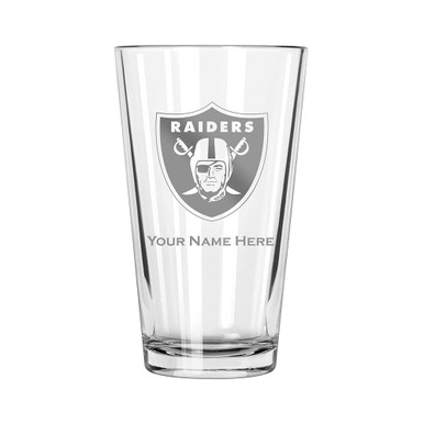 Las Vegas Raiders Personalized 16 oz. Etched Pint Glass - Sports Unlimited