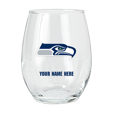 Seattle Seahawks Personalized 15 oz. Stemless Wine Glass - Sports Unlimited