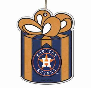 Houston Astros Art Glass Gift Box Ornament - Sports Unlimited