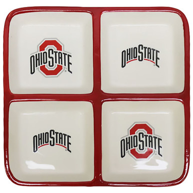 Ohio State Buckeyes Ceramic 4 Section Square Tray - Sports Unlimited