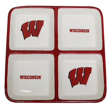 Wisconsin Badgers Ceramic 4 Section Square Tray - Sports Unlimited