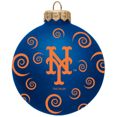 New York Mets Team Color Swirl Ball Ornament - Sports Unlimited