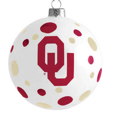 Oklahoma Sooners Polka Dot Ball Ornament - Sports Unlimited