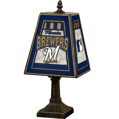 Milwaukee Brewers 14"" Art Glass Table Lamp - Sports Unlimited