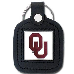 Oklahoma Sooners Square Leather Key Chain - Sports Unlimited