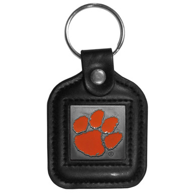 Clemson Tigers Square Leather Key Chain - Sports Unlimited