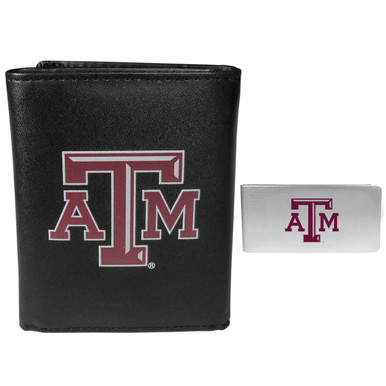 Texas A&M Aggies Leather Tri-fold Wallet & Money Clip - Sports Unlimited
