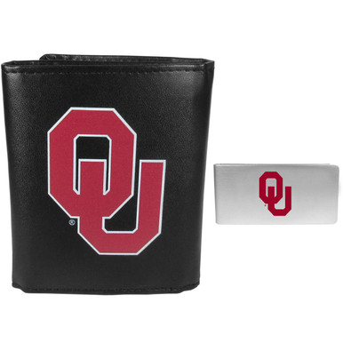 Oklahoma Sooners Leather Tri-fold Wallet & Money Clip - Sports Unlimited