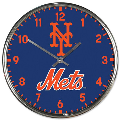 New York Mets Round Chrome Wall Clock - Sports Unlimited