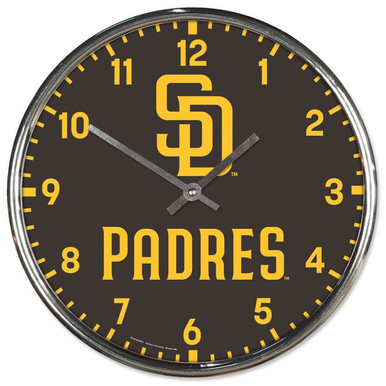 San Diego Padres Round Chrome Wall Clock - Sports Unlimited