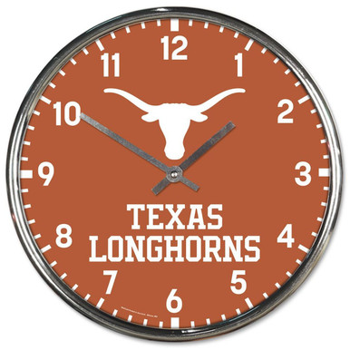 Texas Longhorns Round Chrome Wall Clock - Sports Unlimited