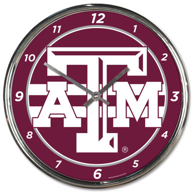 Texas A&M Aggies Round Chrome Wall Clock - Sports Unlimited