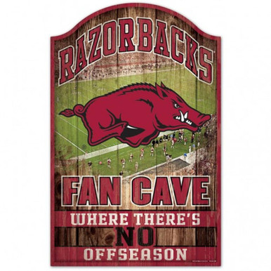Arkansas Razorbacks 11" x 17" Fan Cave Wood Sign - Sports Unlimited