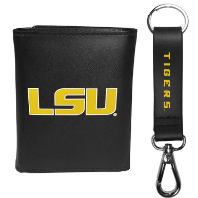 LSU Tigers Tri-fold Wallet & Strap Key Chain - Sports Unlimited