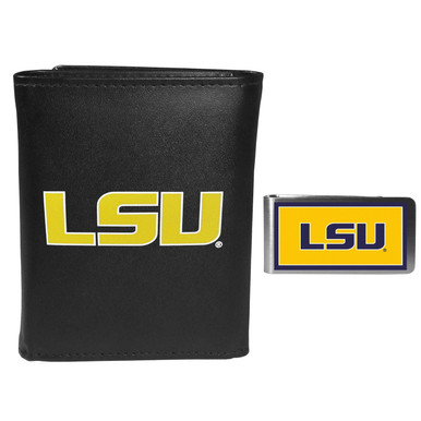 LSU Tigers Tri-fold Wallet & Color Money Clip - Sports Unlimited