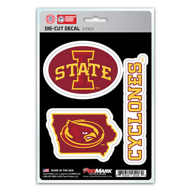 Iowa State Cyclones Die Cut Team Decal - 3 Pack - Sports Unlimited