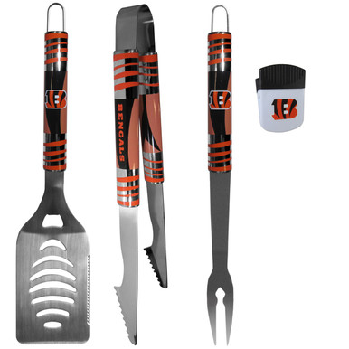 Cincinnati Bengals 3 Piece BBQ Set and Chip Clip - Sports Unlimited