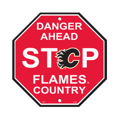 Calgary Flames 12" x 12" Plastic Stop Sign - Sports Unlimited