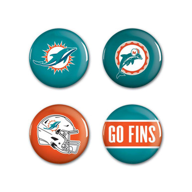 Miami Dolphins Buttons 4 Pack - Sports Unlimited