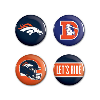 Denver Broncos Buttons 4 Pack - Sports Unlimited
