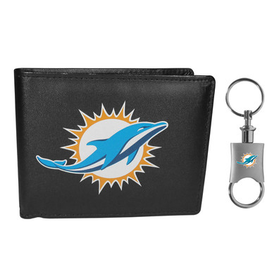 Miami Dolphins Bi-fold Wallet & Valet Key Chain - Sports Unlimited
