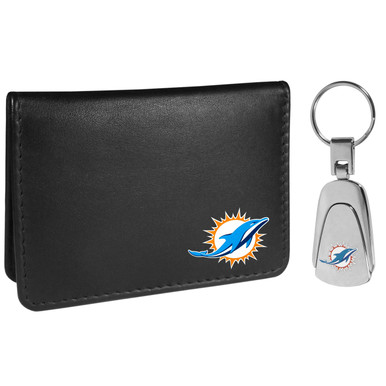 Miami Dolphins Weekend Bi-fold Wallet & Steel Key Chain - Sports Unlimited