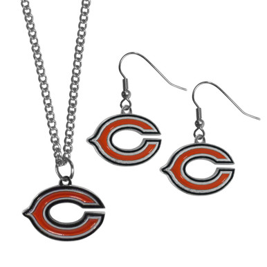 Chicago Bears Dangle Earrings & Chain Necklace Set - Sports Unlimited